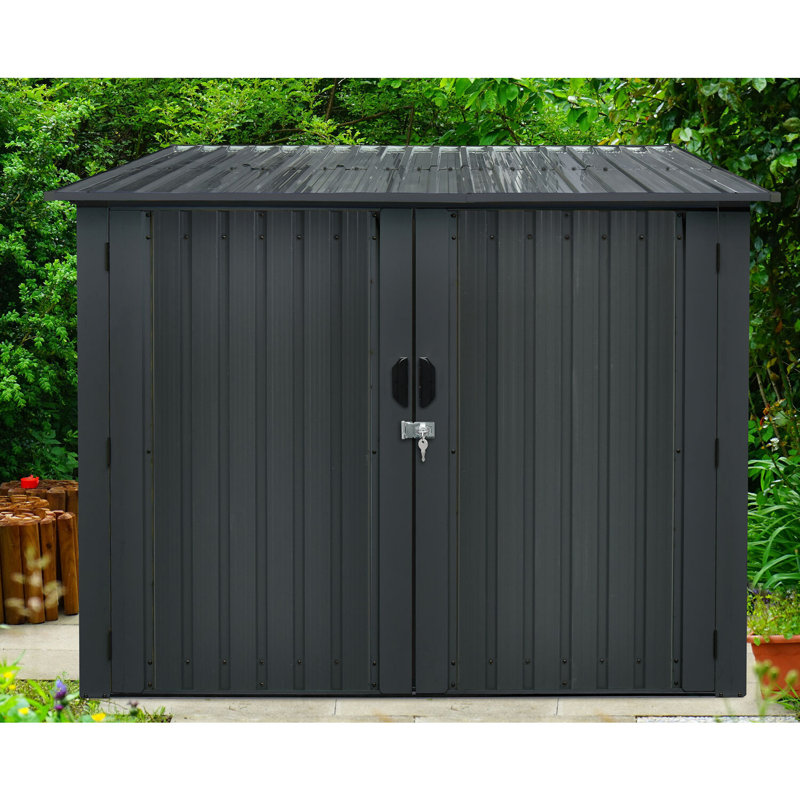 Hanover 6 ft. 9 in. W x 6 ft. 8 in. D Metal Horizontal Bike Shed Reviews Wayfair